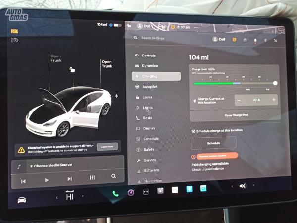 White Tesla Model 3 2020 in Ukmerge, with an engine capacity of 0.00 L and mileage of 93 thousand km for 7400 €, photo 9 on AUTOMOTO.COM.LV