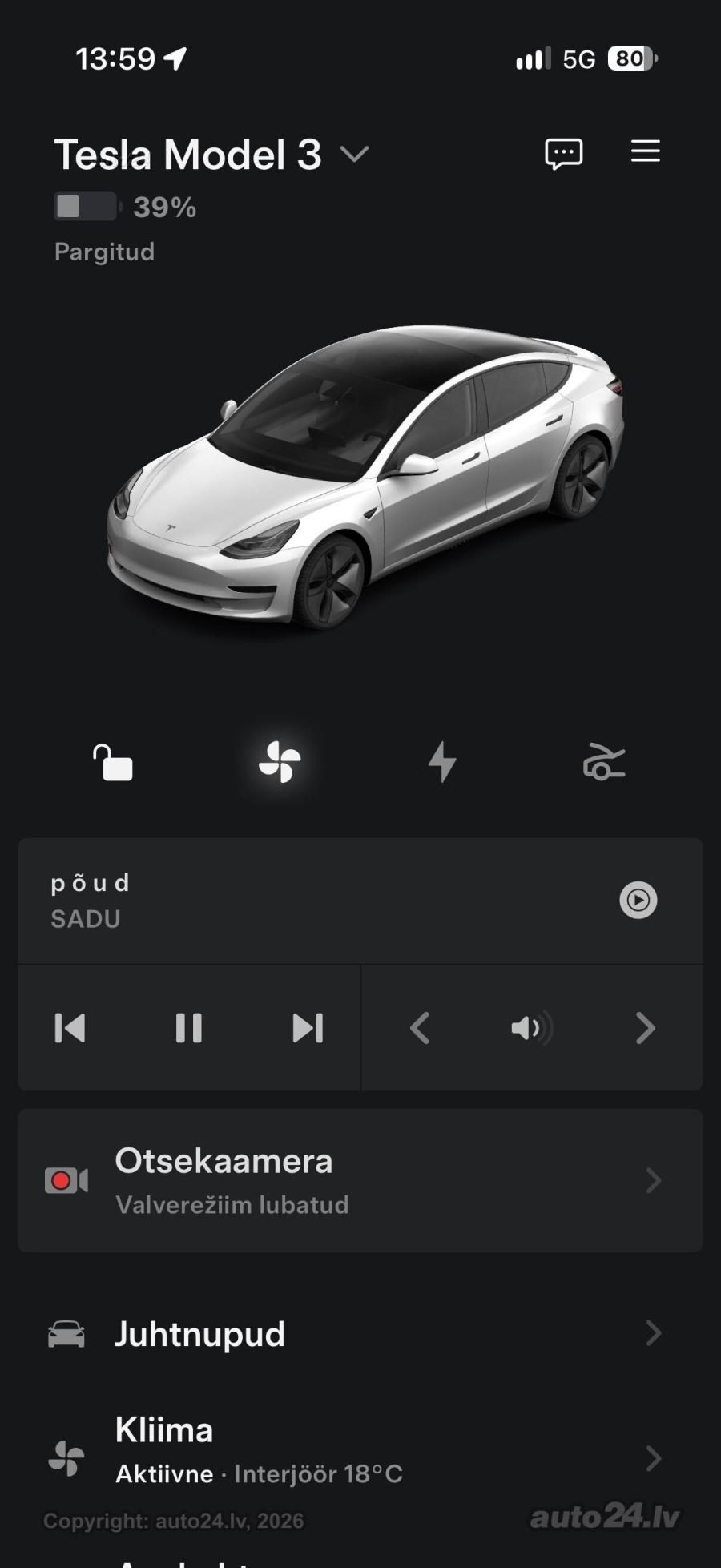 Balts Tesla Model 3 2020 Tallina, ar dzinēja tilpumu 0.00 L un nobraukumu 215 tūkst. km par 19999 €, foto 10 vietnē AUTOMOTO.COM.LV