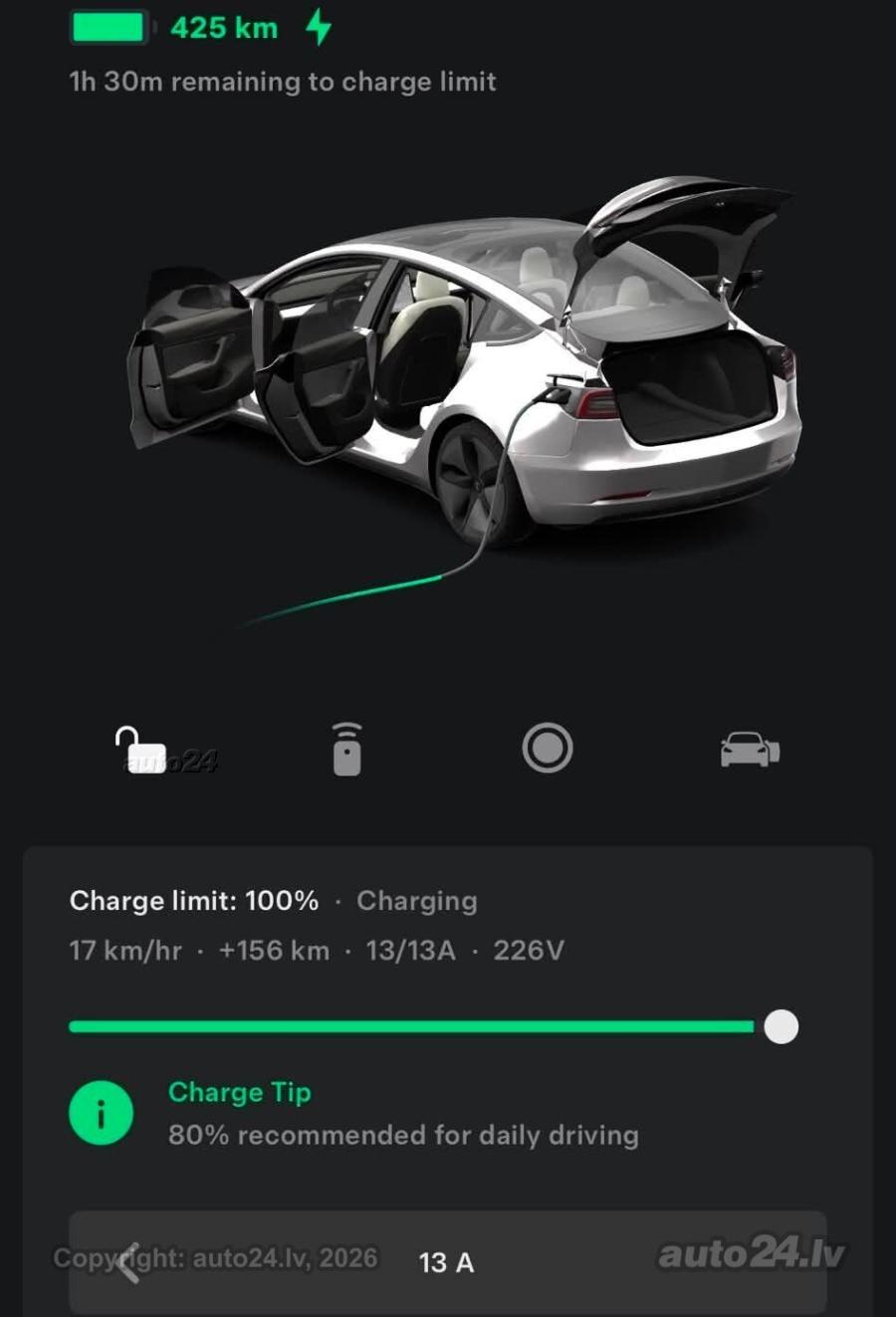 White Tesla Model 3 2020 in Viljandi, with an engine capacity of 0.00 L and mileage of 130 thousand km for 27999 €, photo 23 on AUTOMOTO.COM.LV