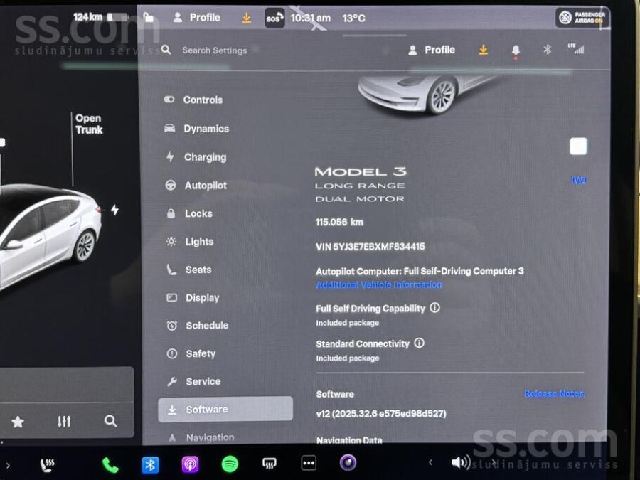 White Tesla Model 3 2021 in Riga, with an engine capacity of 0.00 L and mileage of 115 thousand km for 24990 €, photo 21 on AUTOMOTO.COM.LV