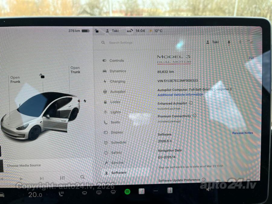 White Tesla Model 3 2021 in Tallinn, with an engine capacity of 0.00 L and mileage of 87 thousand km for 29000 €, photo 7 on AUTOMOTO.COM.LV