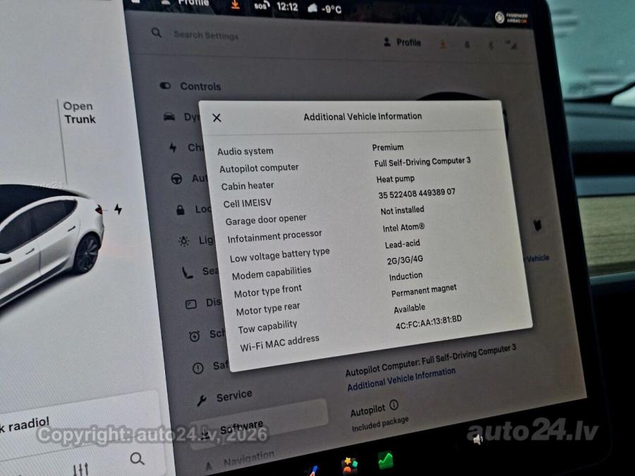 Balts Tesla Model 3 2021 Tallina, ar dzinēja tilpumu 0.00 L un nobraukumu 117 tūkst. km par 25000 €, foto 14 vietnē AUTOMOTO.COM.LV