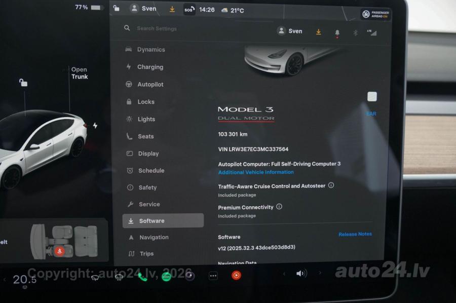 Balts Tesla Model 3 2021 Tallina, ar dzinēja tilpumu 0.00 L un nobraukumu 103 tūkst. km par 28490 €, foto 17 vietnē AUTOMOTO.COM.LV