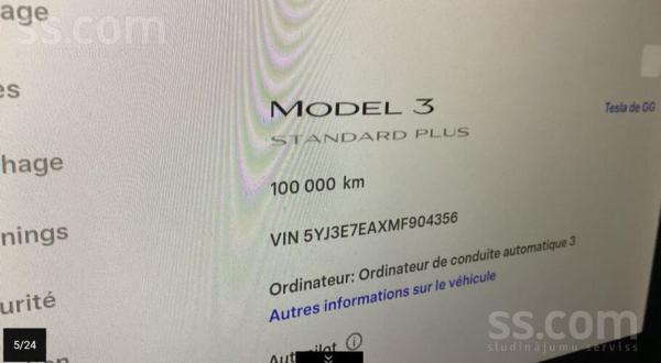 White Tesla Model 3 2021 in Riga, with an engine capacity of 0.00 L and mileage of 100 thousand km for 24990 €, photo 7 on AUTOMOTO.COM.LV