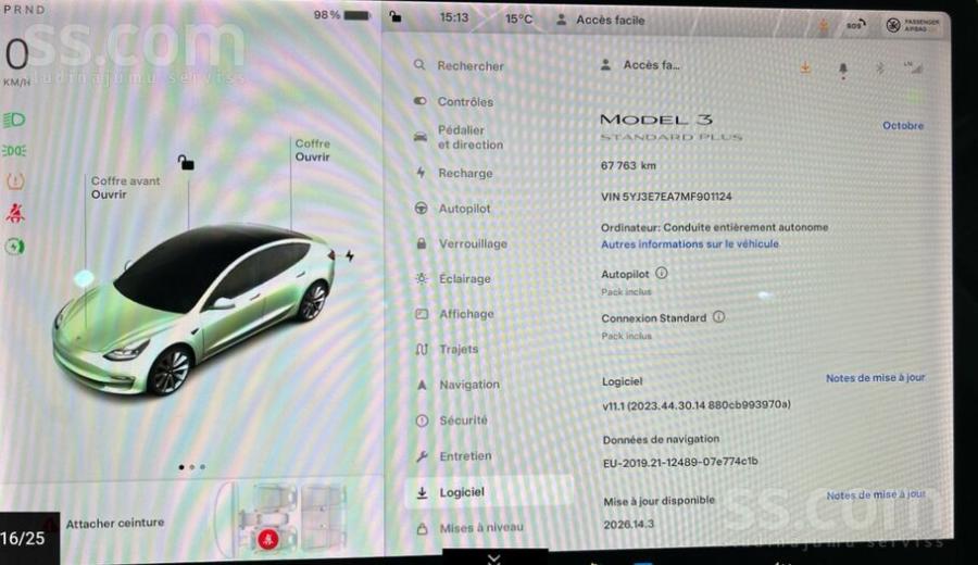 White Tesla Model 3 2021 in Riga, with an engine capacity of 0.00 L and mileage of 68 thousand km for 26250 €, photo 7 on AUTOMOTO.COM.LV