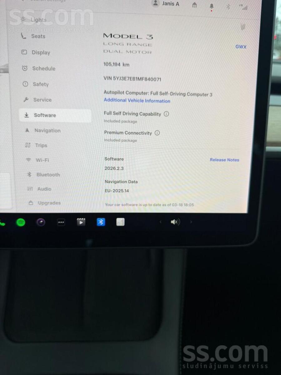 White Tesla Model 3 2021 in Riga, with an engine capacity of 0.00 L and mileage of 108 thousand km for 24300 €, photo 16 on AUTOMOTO.COM.LV