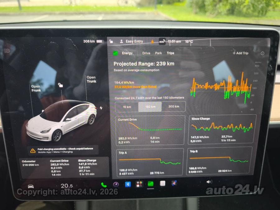 Balts Tesla Model 3 2021 Tallina, ar dzinēja tilpumu 0.00 L un nobraukumu 216 tūkst. km par 20500 €, foto 8 vietnē AUTOMOTO.COM.LV