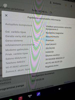 Balts Tesla Model 3 2021 Gargždai, ar dzinēja tilpumu 0.00 L un nobraukumu 184 tūkst. km par 10500 €, foto 14 vietnē AUTOMOTO.COM.LV