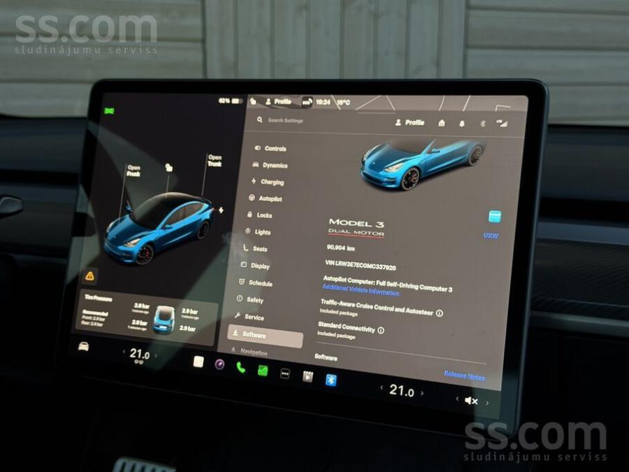 Balts Tesla Model 3 2021 Jelgava, ar dzinēja tilpumu 0.00 L un nobraukumu 90 tūkst. km par 22900 €, foto 19 vietnē AUTOMOTO.COM.LV