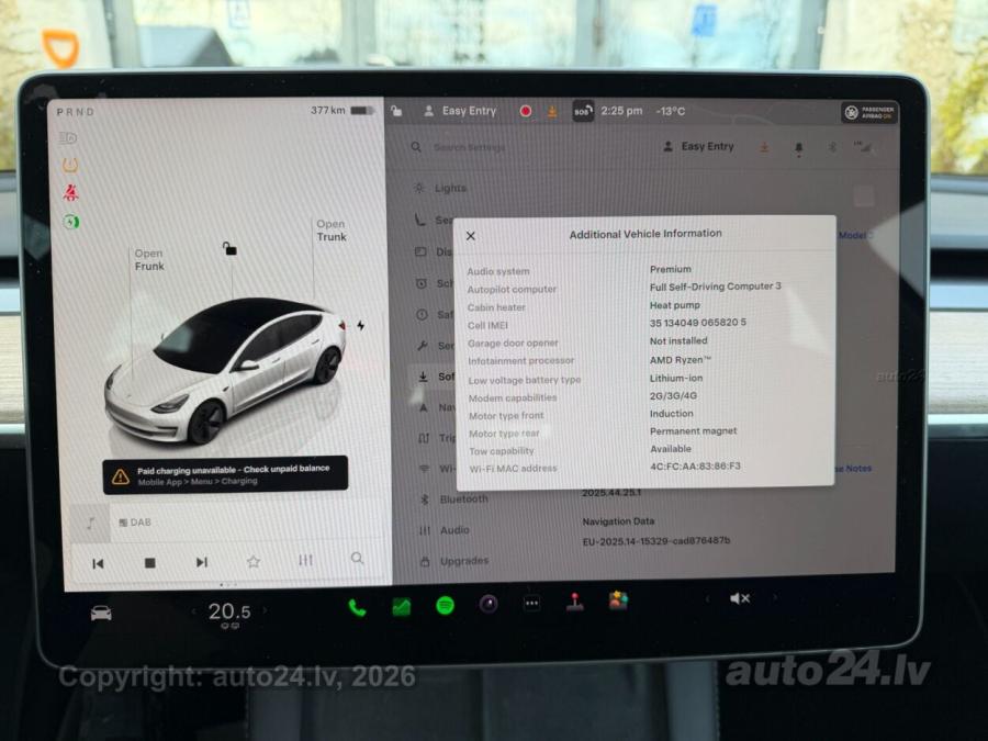 Balts Tesla Model 3 2022 Tallina, ar dzinēja tilpumu 0.00 L un nobraukumu 79 tūkst. km par 29990 €, foto 16 vietnē AUTOMOTO.COM.LV