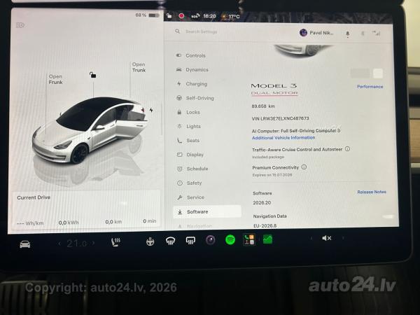 Balts Tesla Model 3 2022 Tallina, ar dzinēja tilpumu 0.00 L un nobraukumu 90 tūkst. km par 30900 €, foto 10 vietnē AUTOMOTO.COM.LV