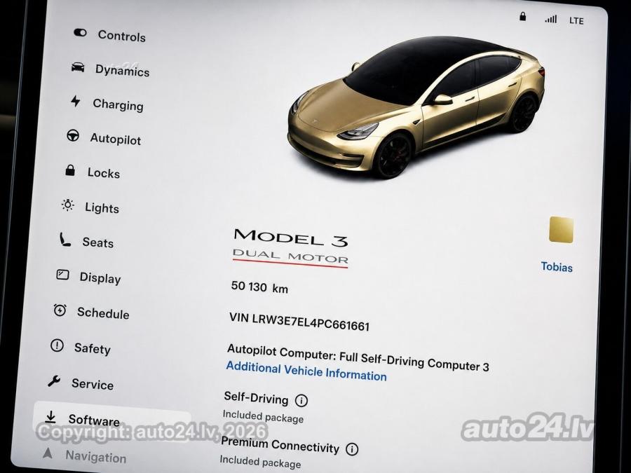 White Tesla Model 3 2023 in Parnu, with an engine capacity of 0.00 L and mileage of 50 thousand km for 37600 €, photo 9 on AUTOMOTO.COM.LV