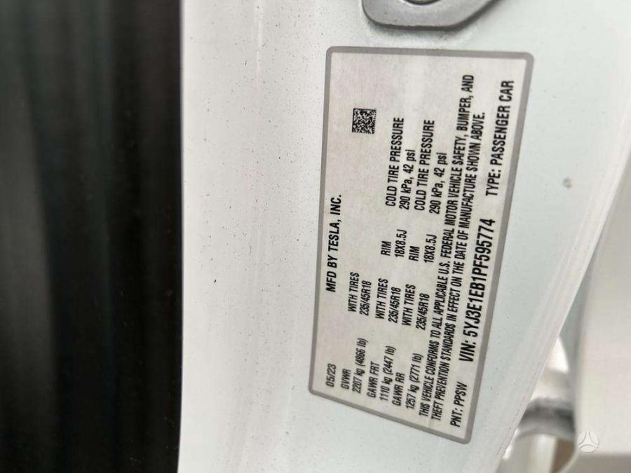 Белый Тесла Модель 3 2023 в Каунас, объемом двигателя 0.00 л и пробегом 92 тыс. км за 22500 €, фото 25 на AUTOMOTO.COM.LV