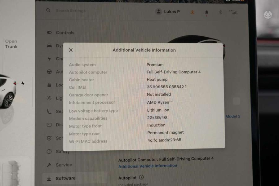 Balts Tesla Model 3 2024 Viļņa, ar dzinēja tilpumu 0.00 L un nobraukumu 65 tūkst. km par 37900 €, foto 24 vietnē AUTOMOTO.COM.LV