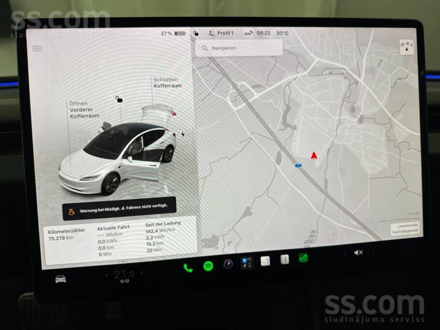White Tesla Model 3 2024 in Riga, with an engine capacity of 0.00 L and mileage of 75 thousand km for 42000 €, photo 9 on AUTOMOTO.COM.LV