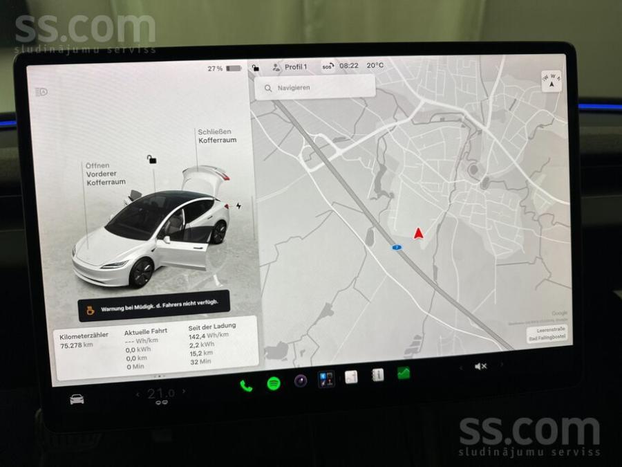 White Tesla Model 3 2024 in Riga, with an engine capacity of 0.00 L and mileage of 75 thousand km for 42000 €, photo 10 on AUTOMOTO.COM.LV