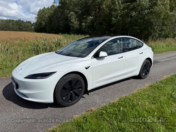 White Tesla Model 3 2024 in Tallinn, with an engine capacity of 0.00 L and mileage of 38 thousand km for 36700 €, photo 2 on AUTOMOTO.COM.LV