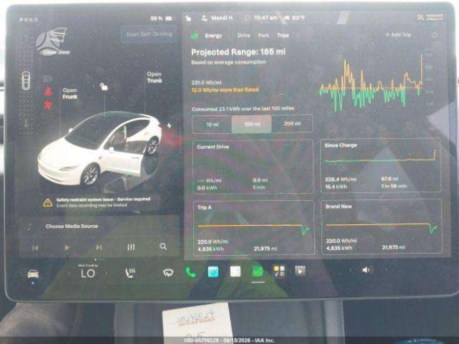 White Tesla Model 3 2025 in Klaipeda, with an engine capacity of 0.00 L and mileage of 35 thousand km for 17550 €, photo 8 on AUTOMOTO.COM.LV