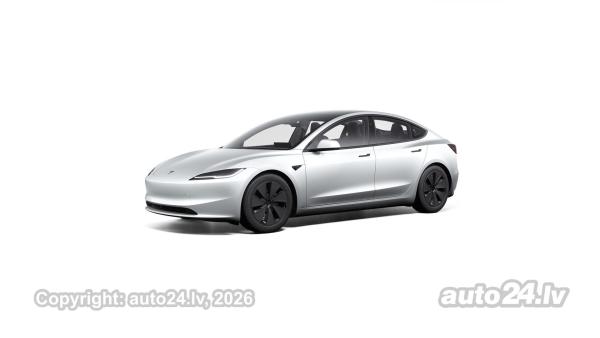 White Tesla Model 3 2026 in Riga, with an engine capacity of 0.00 L and mileage of 600 thousand km for 49970 €, photo 1 on AUTOMOTO.COM.LV