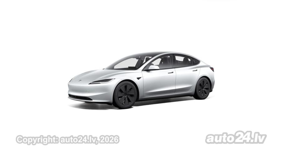 White Tesla Model 3 2026 in Riga, with an engine capacity of 0.00 L and mileage of 600 thousand km for 49970 €, photo 1 on AUTOMOTO.COM.LV
