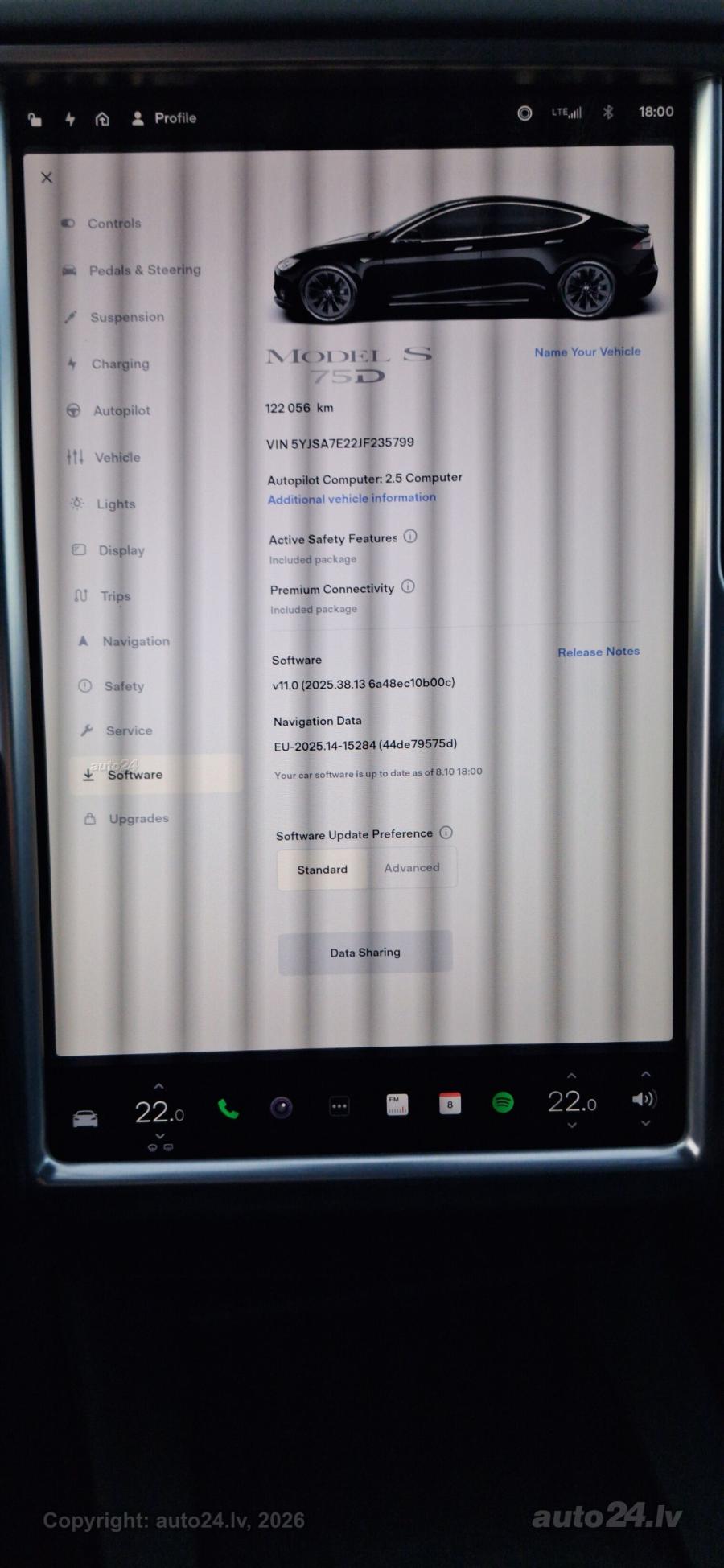 Melns Tesla Model S 2018 Tartu, ar dzinēja tilpumu 0.00 L un nobraukumu 122 tūkst. km par 23390 €, foto 13 vietnē AUTOMOTO.COM.LV