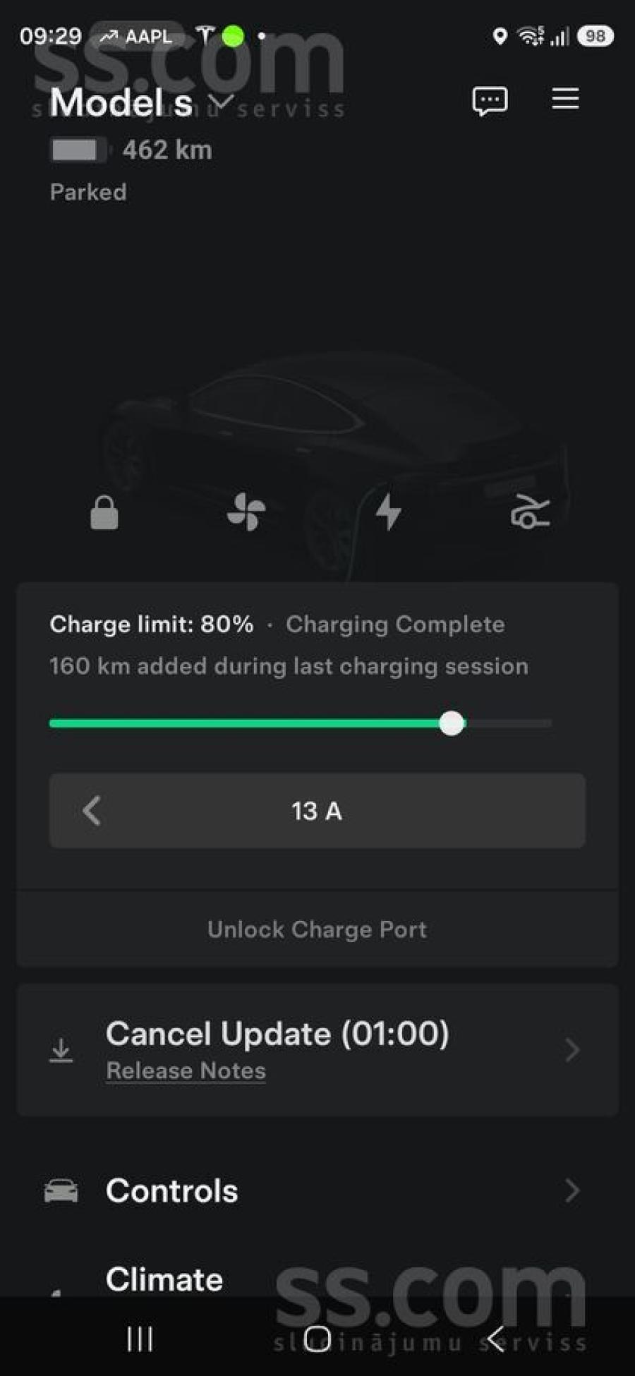 Black Tesla Model S 2020 in Riga, with an engine capacity of 0.00 L and mileage of 67 thousand km for 34034 €, photo 13 on AUTOMOTO.COM.LV
