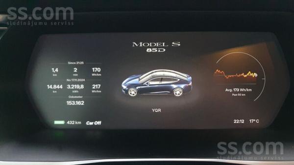 Blue Tesla Model S 2015 in Jurmala, with an engine capacity of 0.00 L and mileage of 161 thousand km for 14900 €, photo 8 on AUTOMOTO.COM.LV