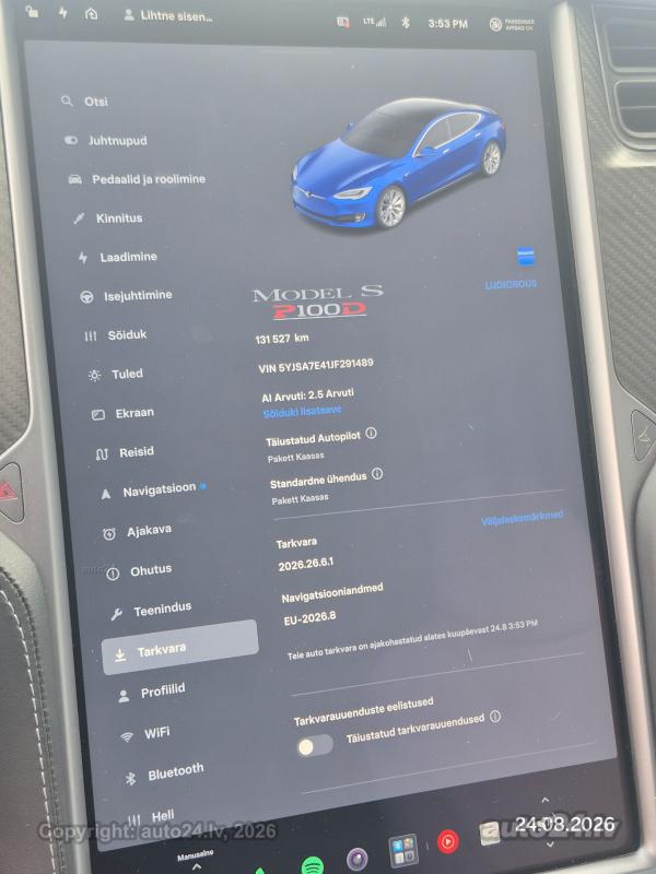 Zils Tesla Model S 2018 Tallina, ar dzinēja tilpumu 0.00 L un nobraukumu 131 tūkst. km par 34000 €, foto 5 vietnē AUTOMOTO.COM.LV