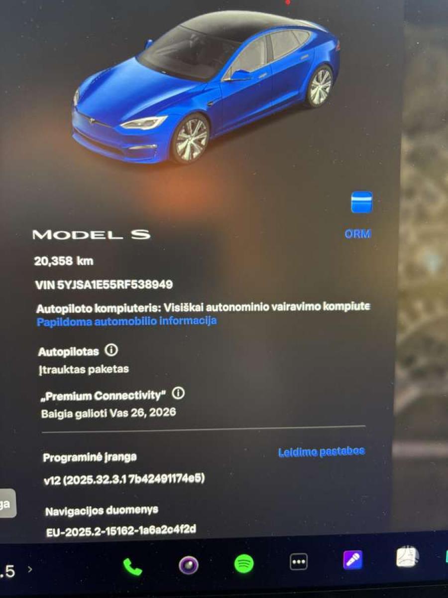 Blue Tesla Model S 2024 in Kaunas, with an engine capacity of 0.00 L and mileage of 20 thousand km for 55000 €, photo 19 on AUTOMOTO.COM.LV