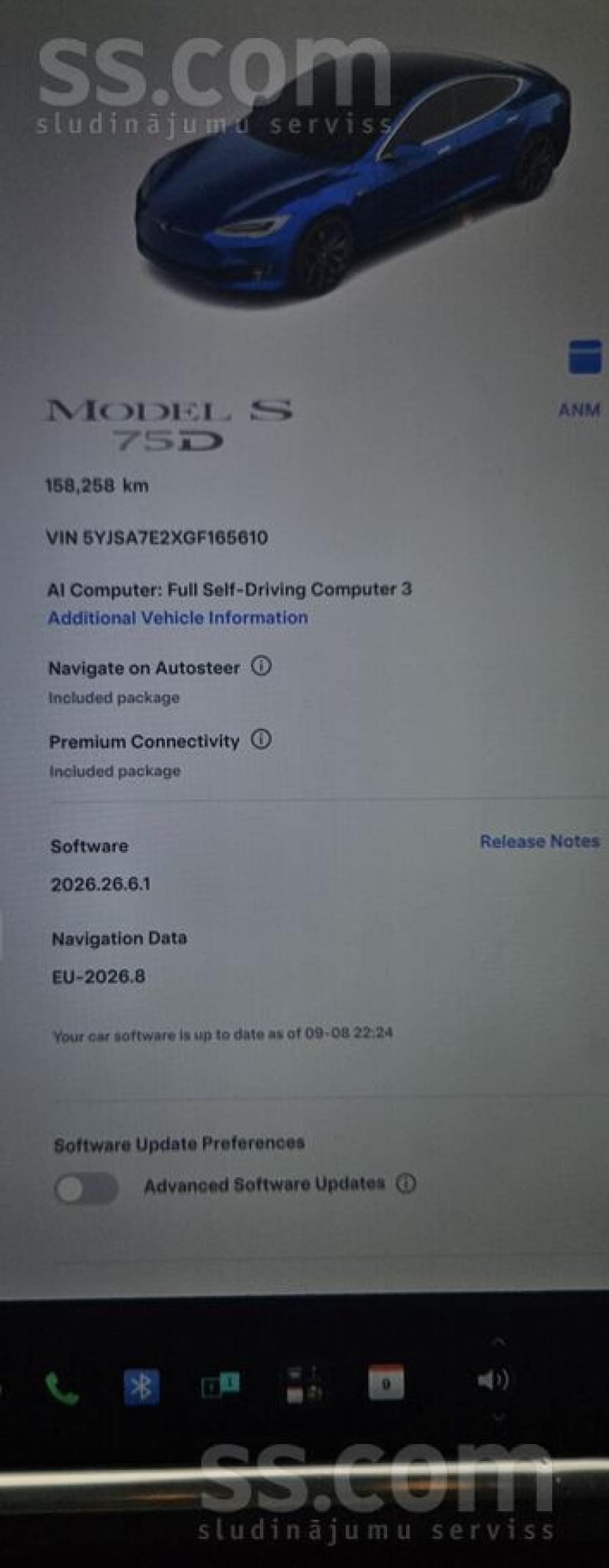 Zils Tesla Model S 2017 Rīga, ar dzinēja tilpumu 0.00 L un nobraukumu 158 tūkst. km par 18700 €, foto 9 vietnē AUTOMOTO.COM.LV
