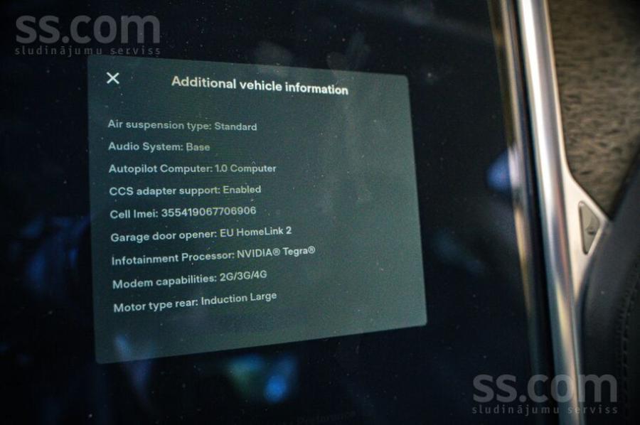 Grey Tesla Model S 2014 in Riga, with an engine capacity of 0.00 L and mileage of 206 thousand km for 13990 €, photo 23 on AUTOMOTO.COM.LV