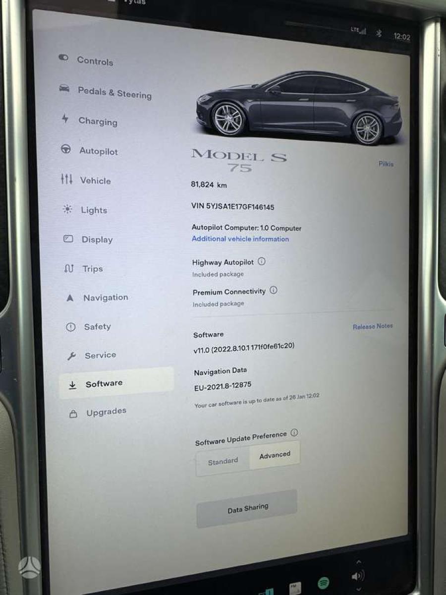 Pelēks Tesla Model S 2016 Gargždai, ar dzinēja tilpumu 0.00 L un nobraukumu 82 tūkst. km par 17500 €, foto 11 vietnē AUTOMOTO.COM.LV