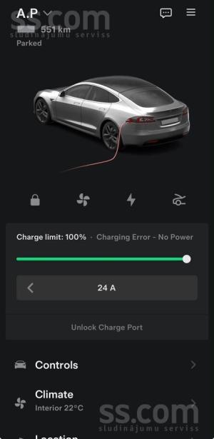 Pelēks Tesla Model S 2017 Jelgava, ar dzinēja tilpumu 0.00 L un nobraukumu 260 tūkst. km par 20300 €, foto 8 vietnē AUTOMOTO.COM.LV