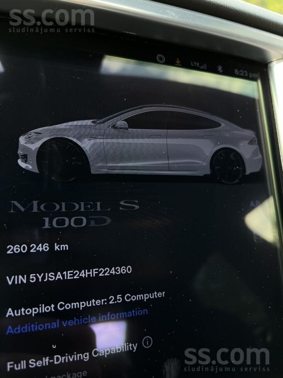 Pelēks Tesla Model S 2017 Jelgava, ar dzinēja tilpumu 0.00 L un nobraukumu 260 tūkst. km par 20300 €, foto 12 vietnē AUTOMOTO.COM.LV