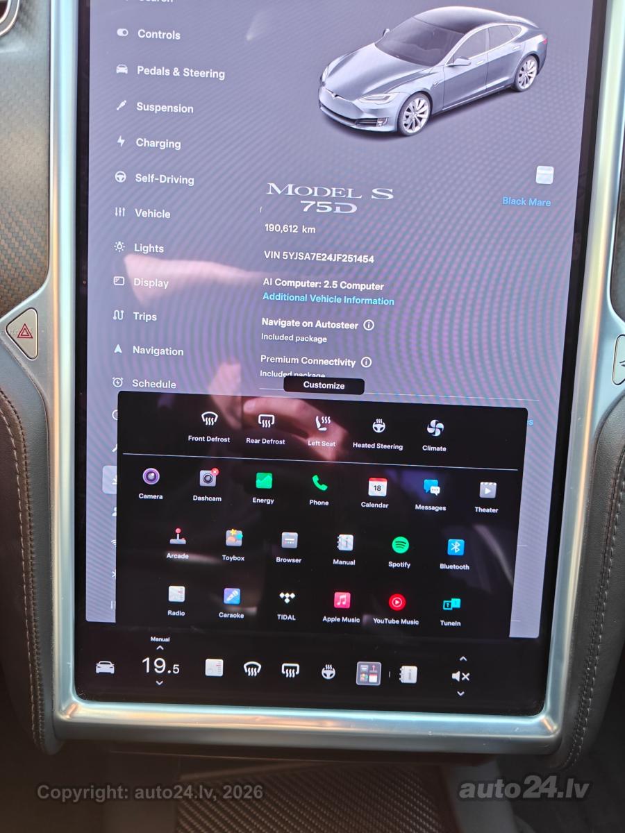 Grey Tesla Model S 2018 in Tallinn, with an engine capacity of 0.00 L and mileage of 190 thousand km for 23490 €, photo 14 on AUTOMOTO.COM.LV