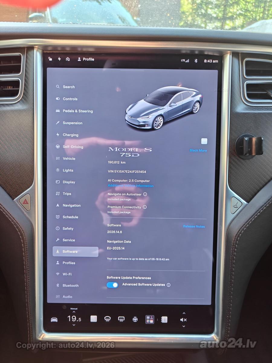 Grey Tesla Model S 2018 in Tallinn, with an engine capacity of 0.00 L and mileage of 190 thousand km for 23490 €, photo 16 on AUTOMOTO.COM.LV