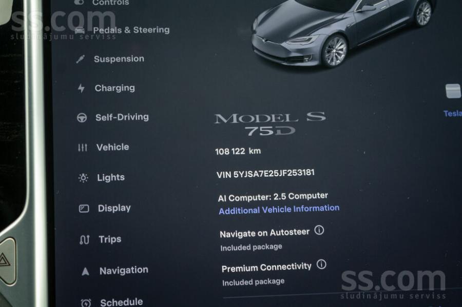 Pelēks Tesla Model S 2018 Jelgava, ar dzinēja tilpumu 0.00 L un nobraukumu 108 tūkst. km par 23000 €, foto 19 vietnē AUTOMOTO.COM.LV