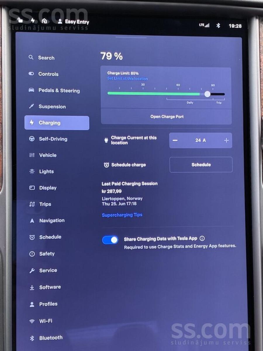 Pelēks Tesla Model S 2019 Rīga, ar dzinēja tilpumu 0.00 L un nobraukumu 154 tūkst. km par 23550 €, foto 19 vietnē AUTOMOTO.COM.LV