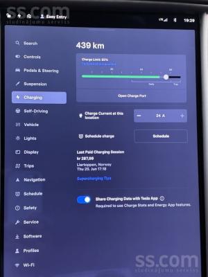 Pelēks Tesla Model S 2019 Rīga, ar dzinēja tilpumu 0.00 L un nobraukumu 154 tūkst. km par 23550 €, foto 21 vietnē AUTOMOTO.COM.LV