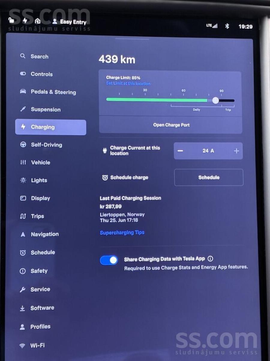 Pelēks Tesla Model S 2019 Rīga, ar dzinēja tilpumu 0.00 L un nobraukumu 154 tūkst. km par 23550 €, foto 21 vietnē AUTOMOTO.COM.LV