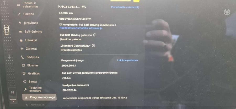 Pelēks Tesla Model S 2022 Viļņa, ar dzinēja tilpumu 0.00 L un nobraukumu 58 tūkst. km par 37900 €, foto 17 vietnē AUTOMOTO.COM.LV