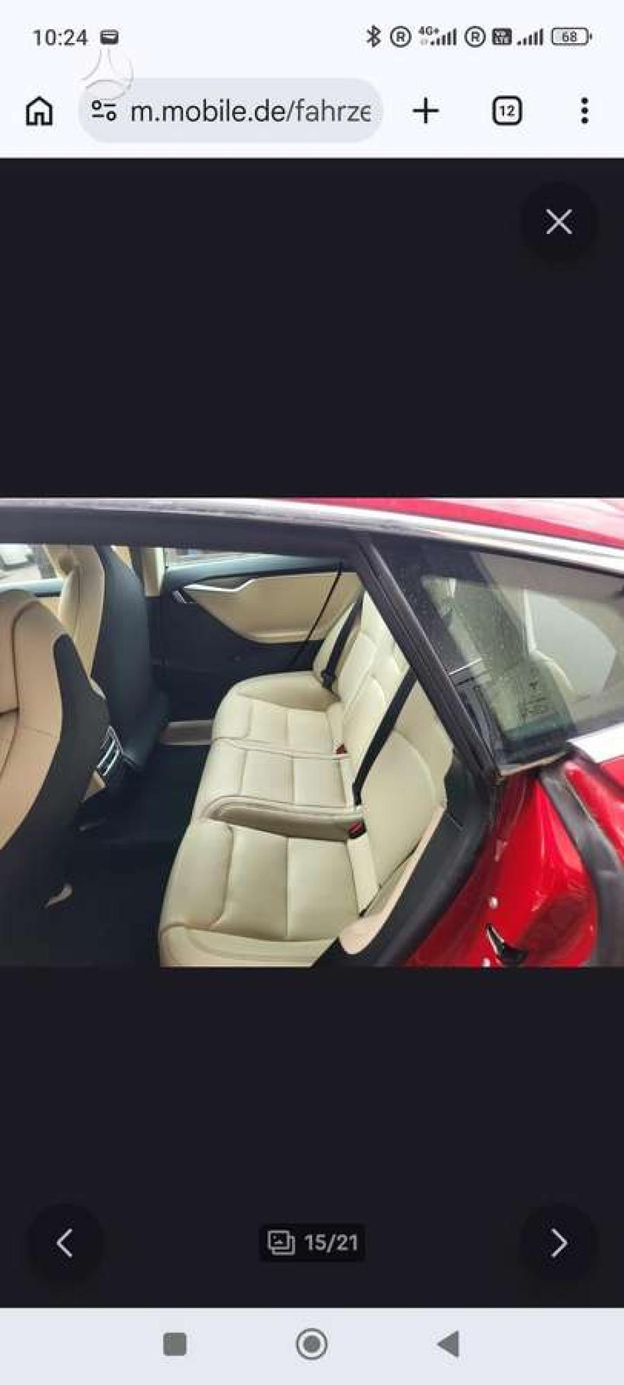 Grey Tesla Model S 2015 in Taurage, with an engine capacity of 0.00 L and mileage of 93 thousand km for 8950 €, photo 15 on AUTOMOTO.COM.LV