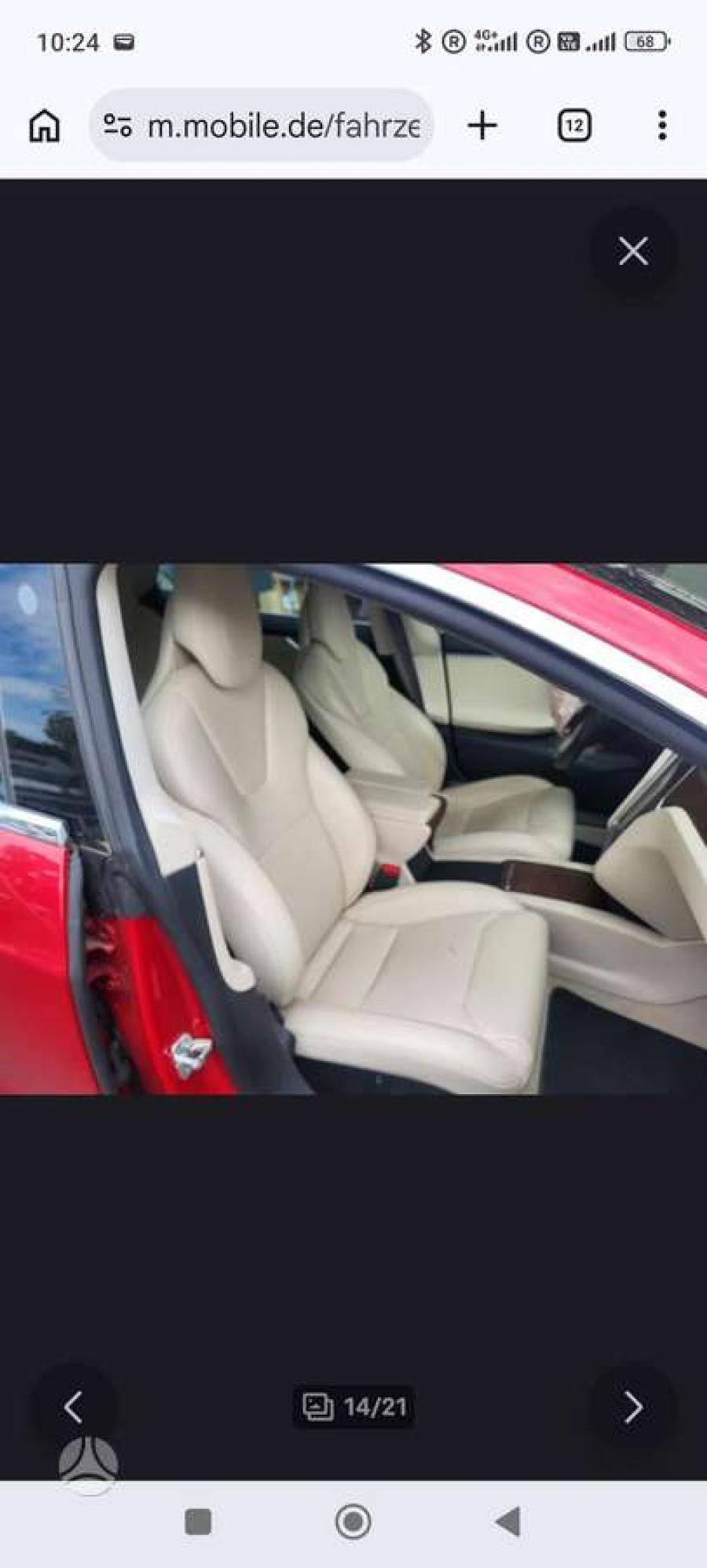 Grey Tesla Model S 2015 in Taurage, with an engine capacity of 0.00 L and mileage of 93 thousand km for 8950 €, photo 16 on AUTOMOTO.COM.LV