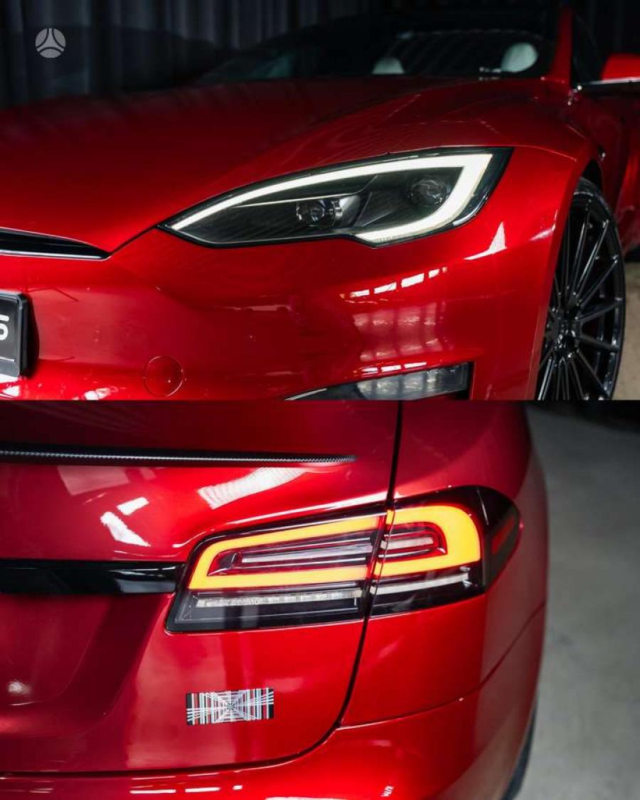 Red Tesla Model S 2023 in Vilnius, with an engine capacity of 0.00 L and mileage of 56 thousand km for 64998 €, photo 9 on AUTOMOTO.COM.LV