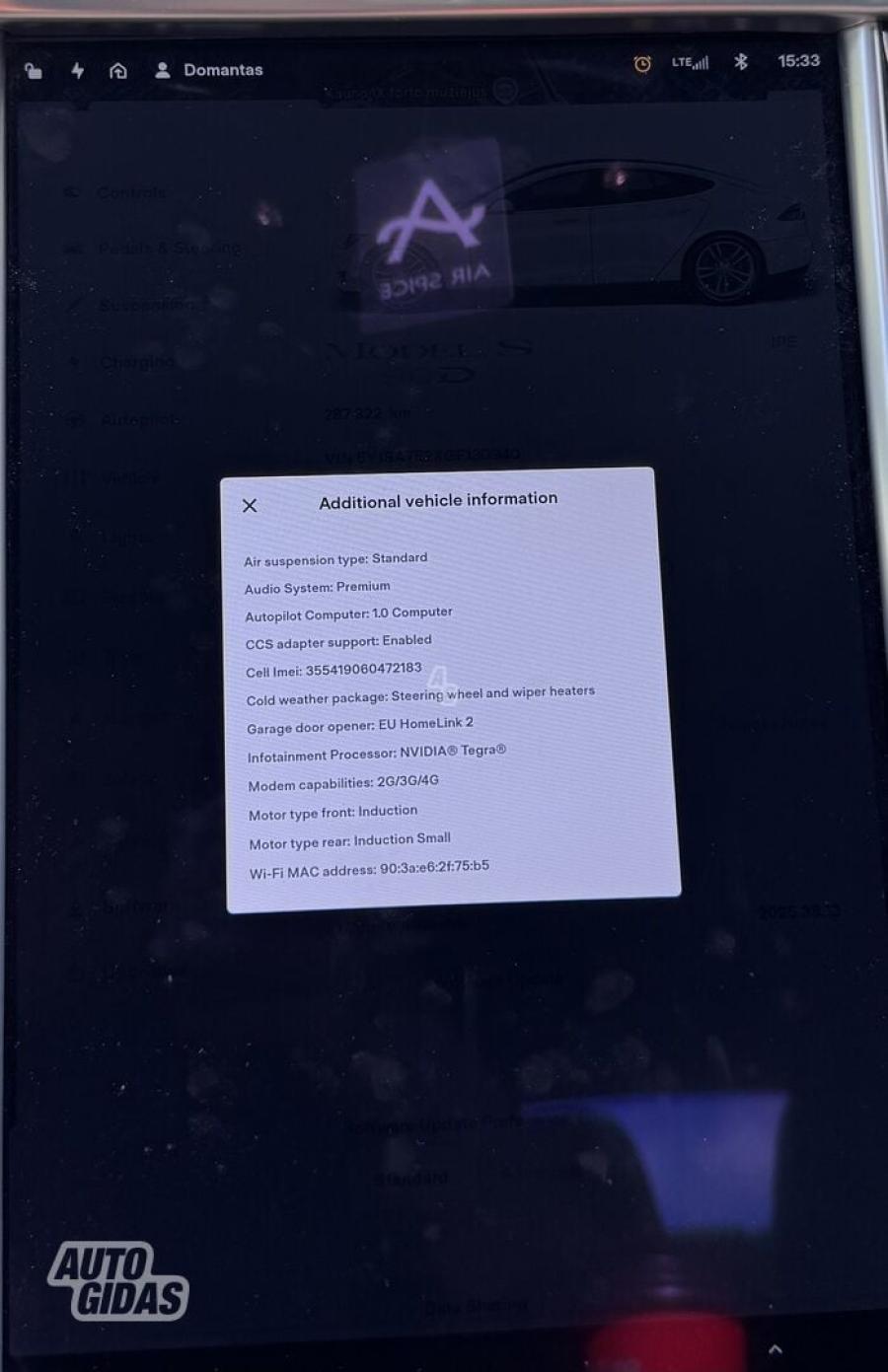 Balts Tesla Model S 2016 Kauņa, ar dzinēja tilpumu 0.00 L un nobraukumu 288 tūkst. km par 17000 €, foto 12 vietnē AUTOMOTO.COM.LV