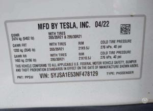 White Tesla Model S 2022 in Klaipeda, with an engine capacity of 0.00 L and mileage of 72 thousand km for 25900 €, photo 15 on AUTOMOTO.COM.LV