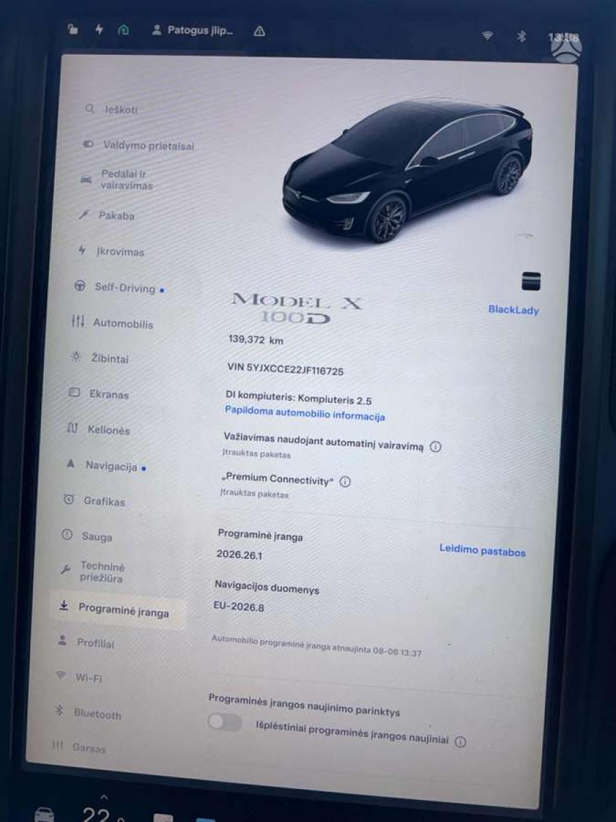 Melns Tesla Model X 2018 Klaipėda, ar dzinēja tilpumu 0.00 L un nobraukumu 139 tūkst. km par 24200 €, foto 4 vietnē AUTOMOTO.COM.LV