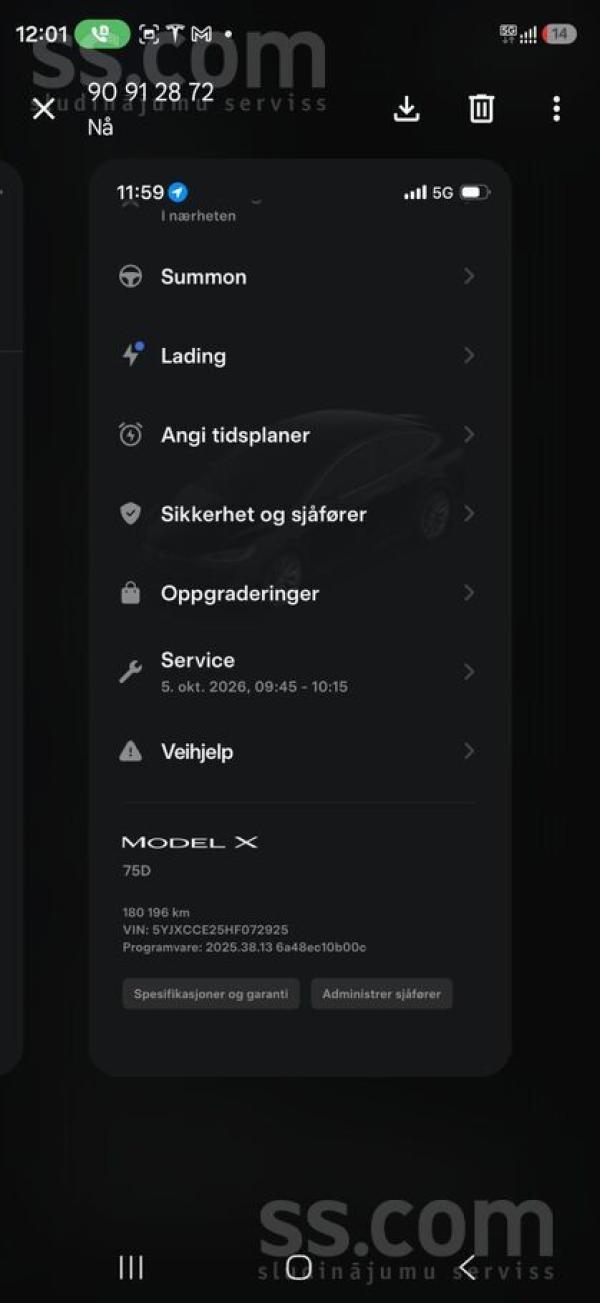 Melns Tesla Model X 2018 Rīga, ar dzinēja tilpumu 0.00 L un nobraukumu 180 tūkst. km par 20777 €, foto 4 vietnē AUTOMOTO.COM.LV