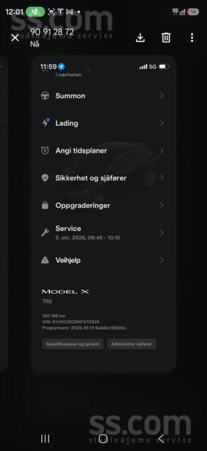 Black Tesla Model X 2018 in Riga, with an engine capacity of 0.00 L and mileage of 180 thousand km for 20777 €, photo 4 on AUTOMOTO.COM.LV