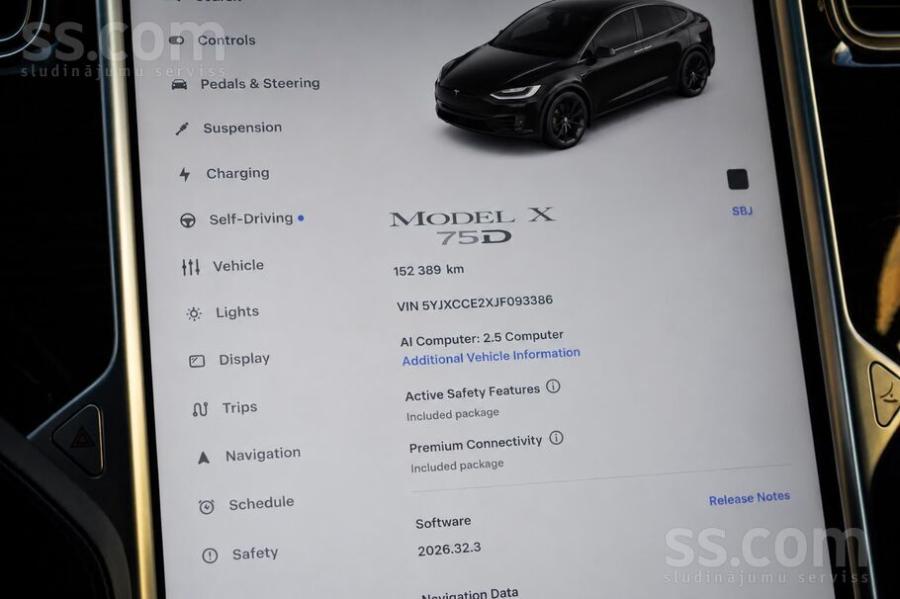Black Tesla Model X 2018 in Jelgava, with an engine capacity of 0.00 L and mileage of 152 thousand km for 21500 €, photo 19 on AUTOMOTO.COM.LV